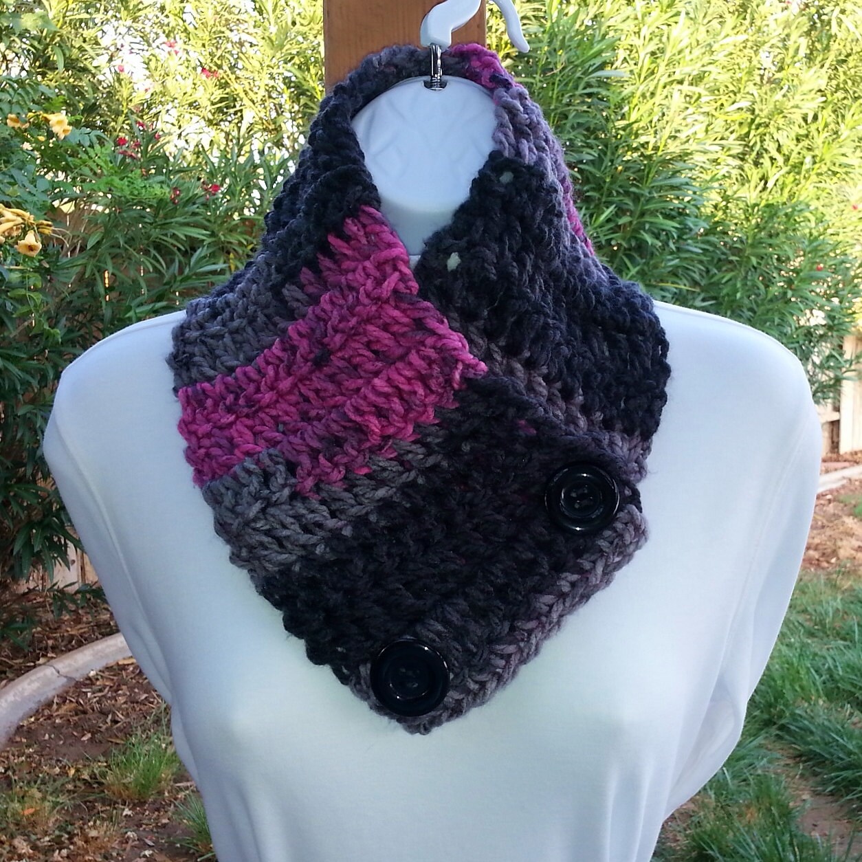 NECK WARMER SCARF Black Gray Grey Raspberry Pink Black | Etsy