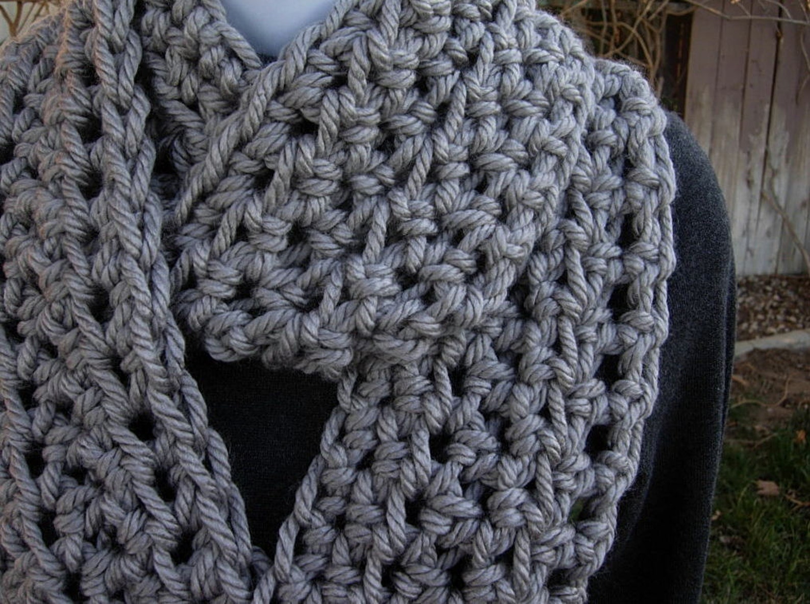 INFINITY SCARF Cowl Loop Light Solid Grey Gray 100% Soft Bulky - Etsy