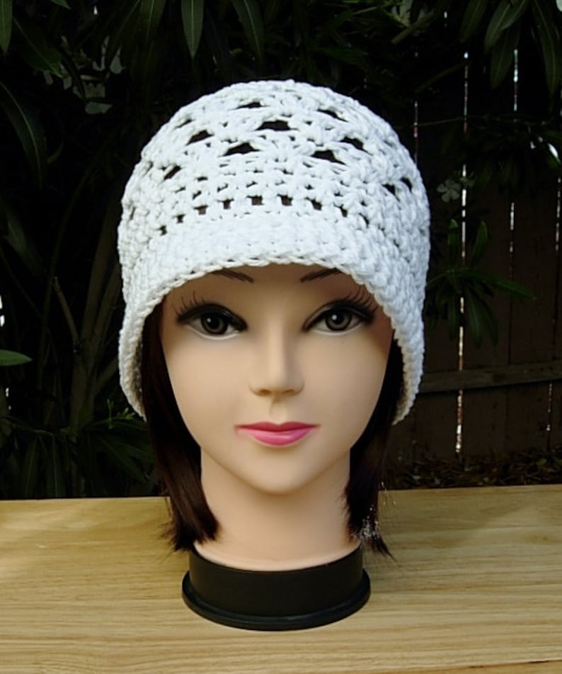 Solid Basic White Summer Beach Sun Hat With Brim, 100% Cotton Lacy ...