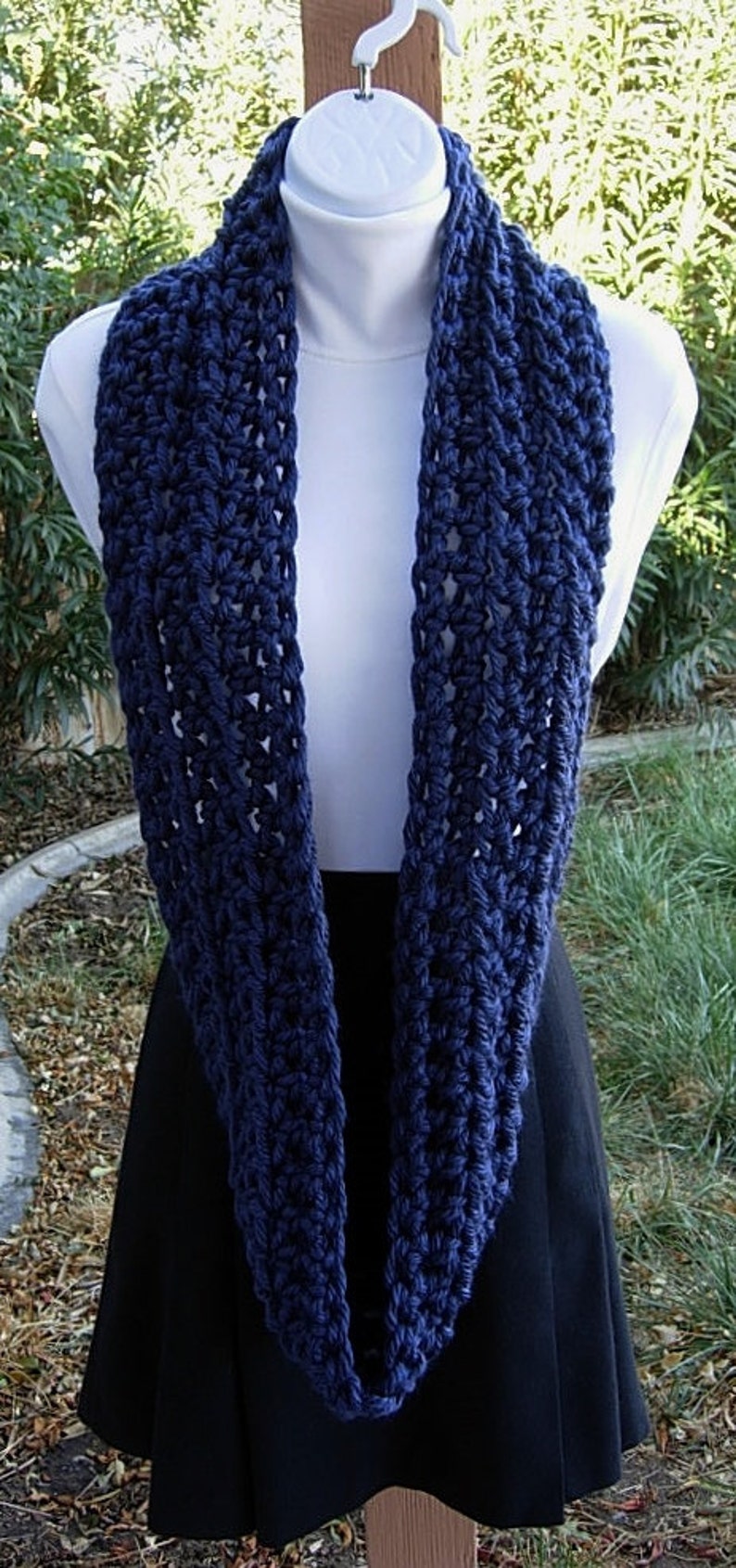 Dark Solid Navy Blue INFINITY SCARF Loop Cowl, Soft Bulky Chunky ...