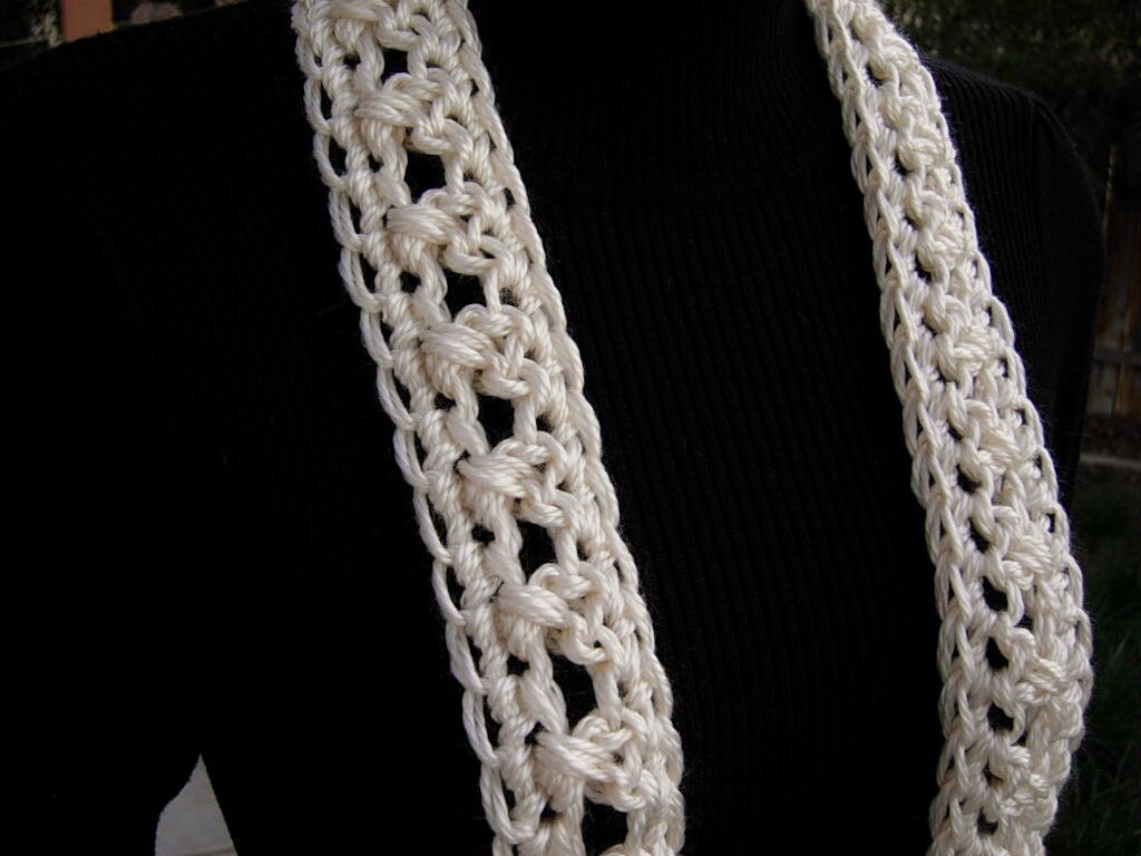 Small SUMMER SCARF Infinity Loop, Solid Light Cream off White, Extra ...