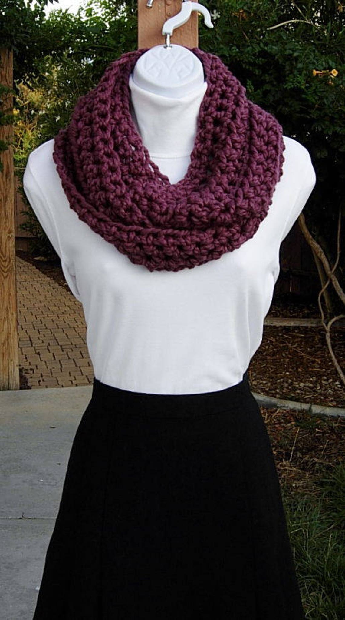 Purple Infinity Scarf Loop Cowl Solid Plum Bulky Soft Wool | Etsy