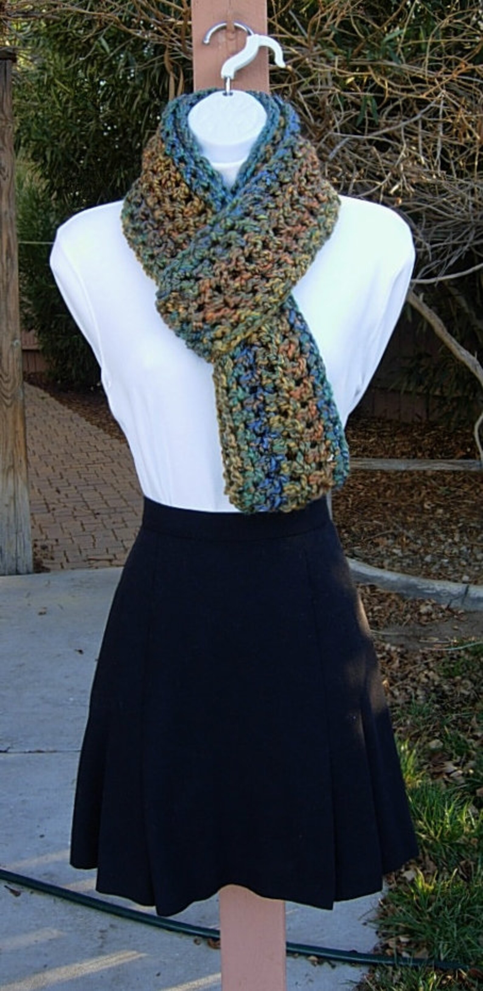 Colorful CROCHET INFINITY SCARF Loop Cowl Rust Blue Teal Green Mustard ...