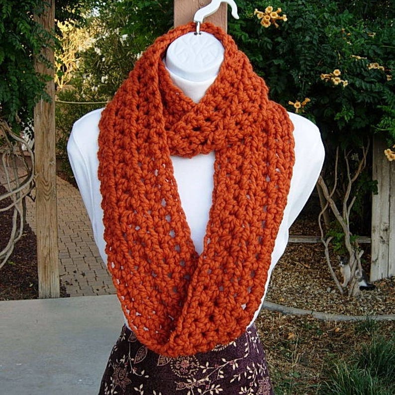 Infinity Scarf Cowl Loop Pumpkin Solid Orange Bulky Soft | Etsy