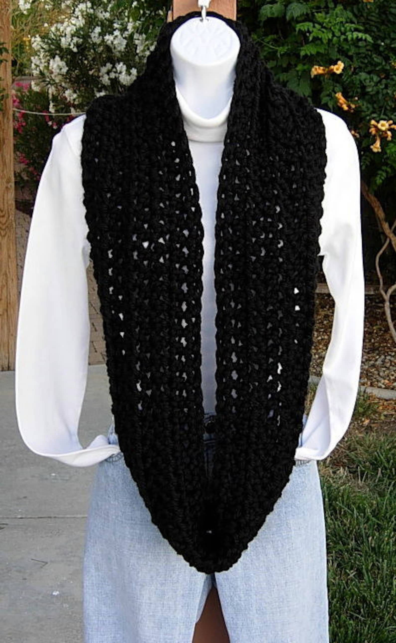 INFINITY SCARF Loop Cowl Solid Black 100% Extra Soft Bulky - Etsy