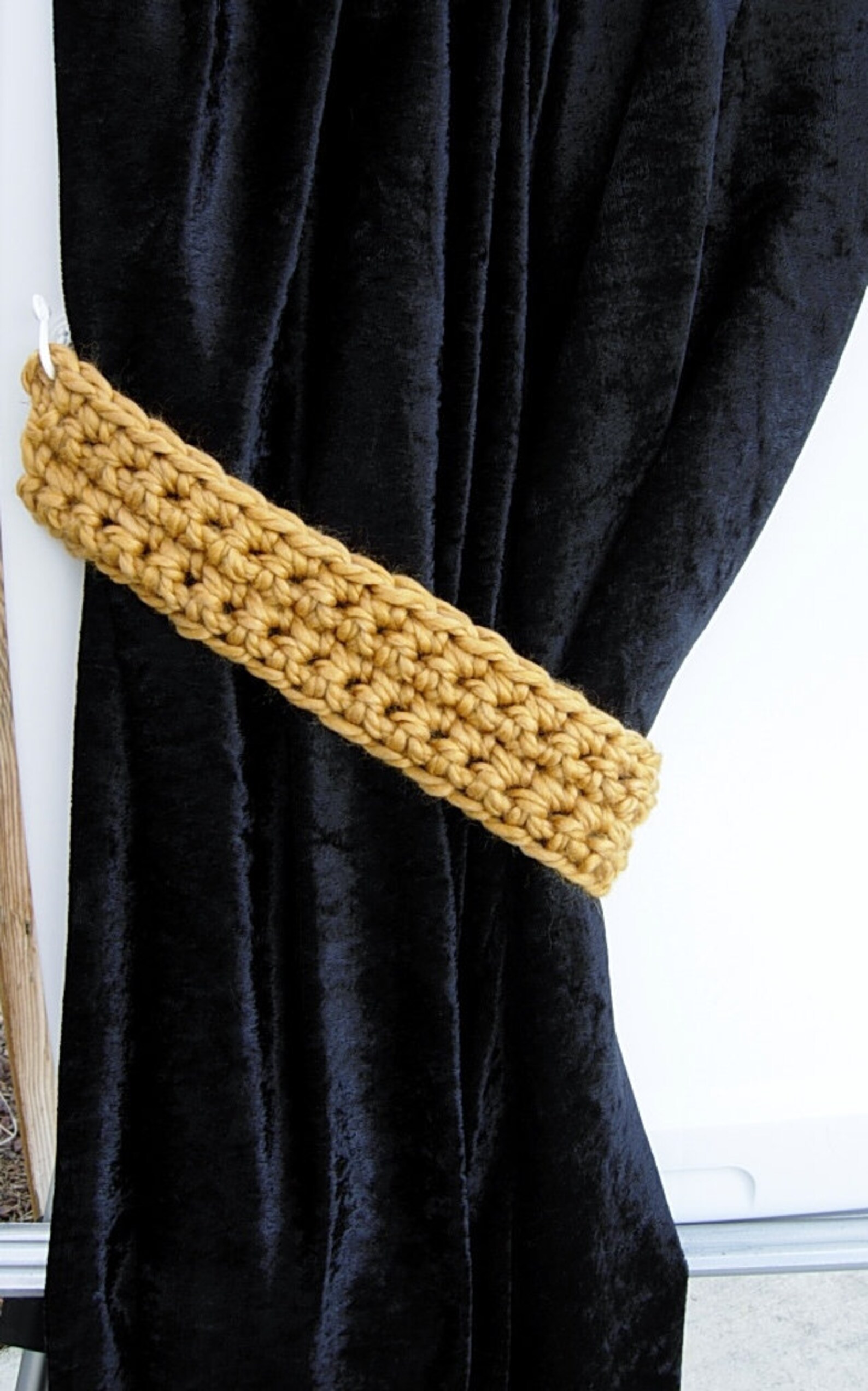 Gold Curtain Tie Backs, Solid Dark Yellow, One Pair of Tiebacks for ...