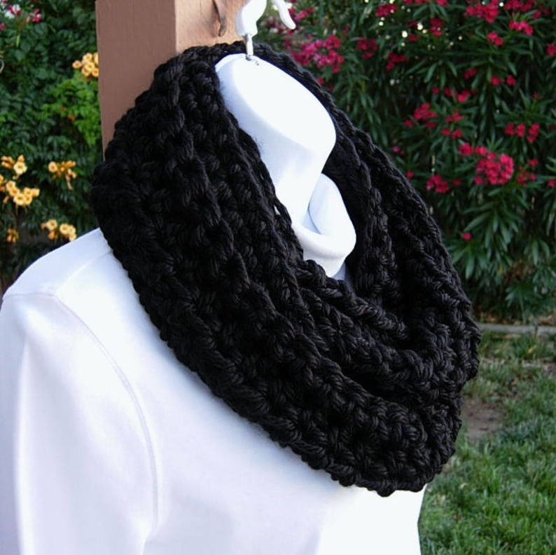 INFINITY SCARF Loop Cowl Solid Black 100% Extra Soft Bulky - Etsy