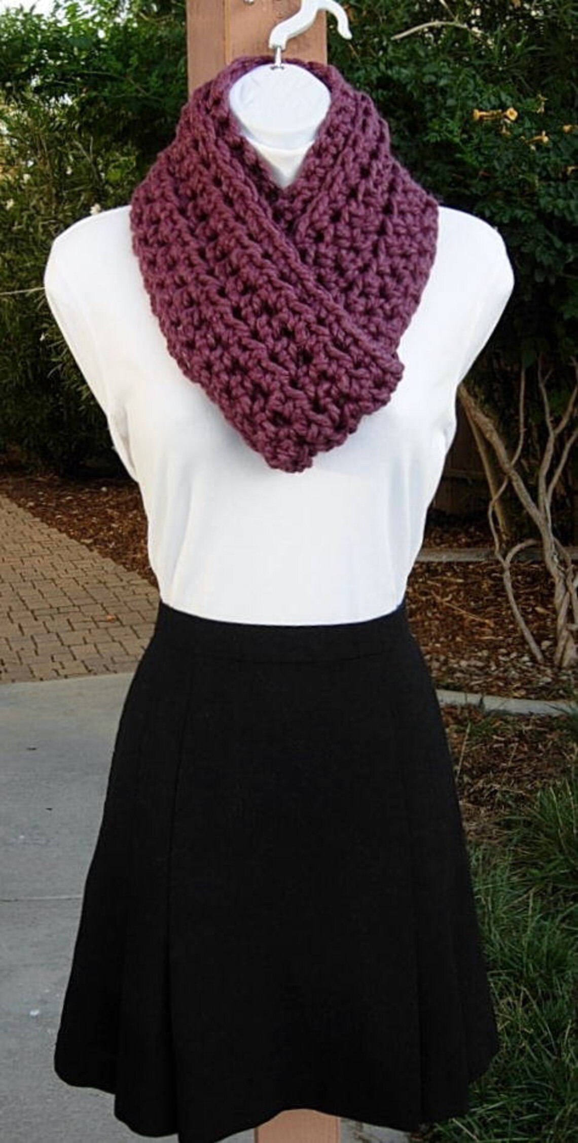 Purple Infinity Scarf Loop Cowl Solid Plum Bulky Soft Wool | Etsy