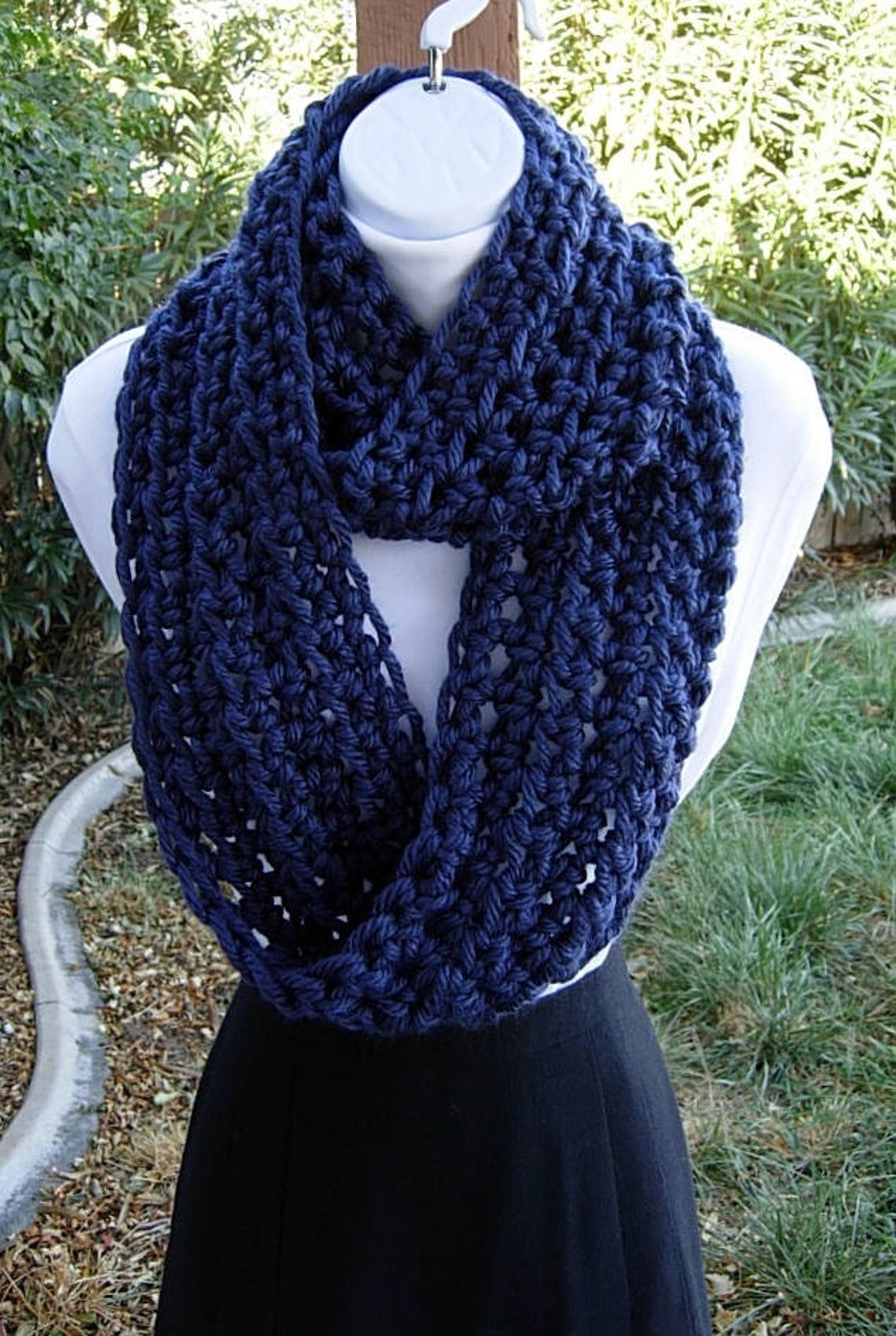 Dark Solid Navy Blue INFINITY SCARF Loop Cowl Soft Bulky | Etsy