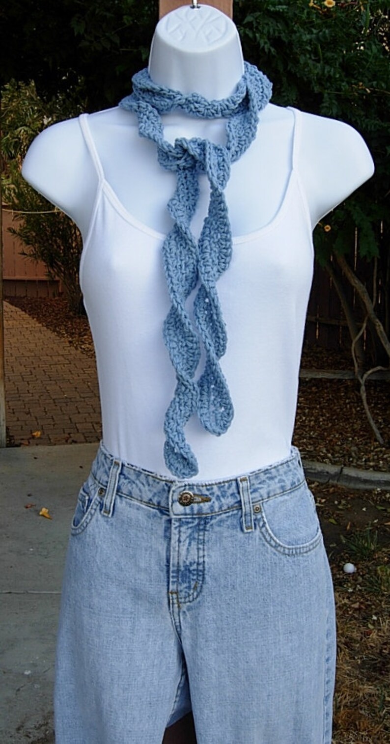 Light Solid Denim Blue Skinny SUMMER SCARF Women's Small | Etsy