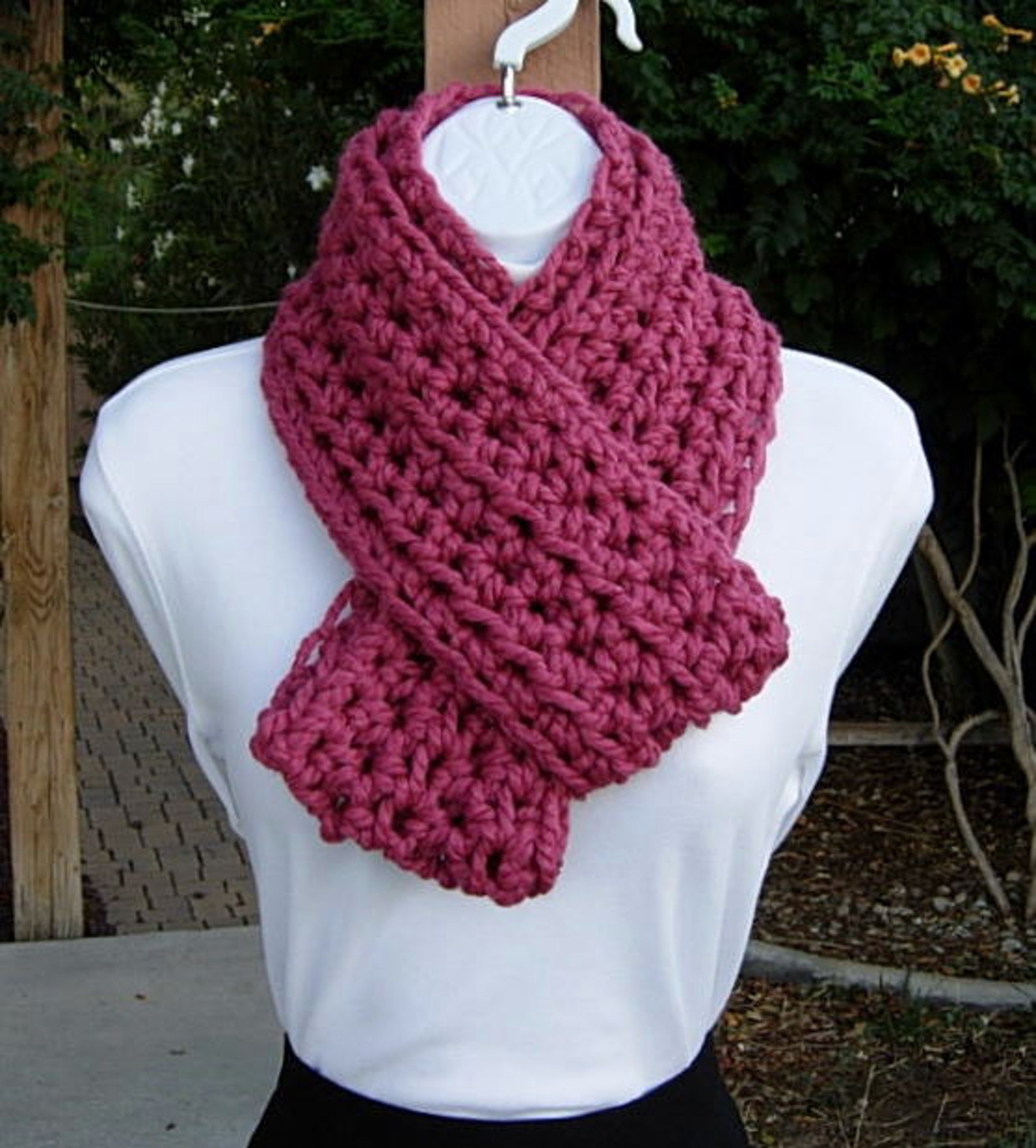 INFINITY LOOP SCARF Raspberry Dark Solid Pink Wool Blend | Etsy