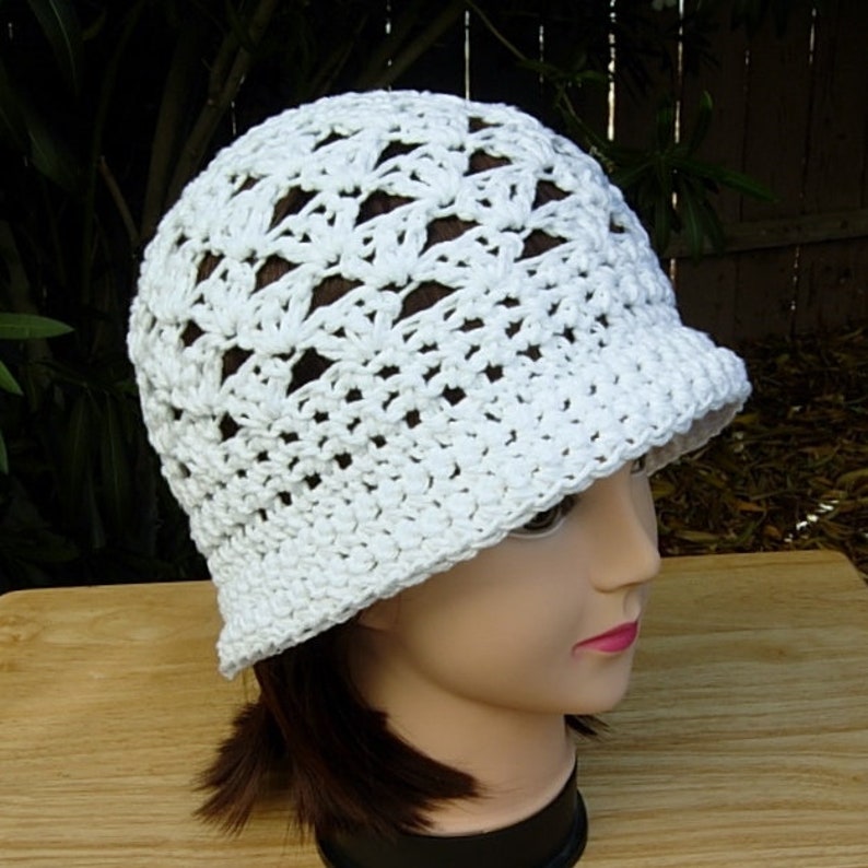 Solid Basic White Summer Beach Sun Hat With Brim, 100% Cotton Lacy ...