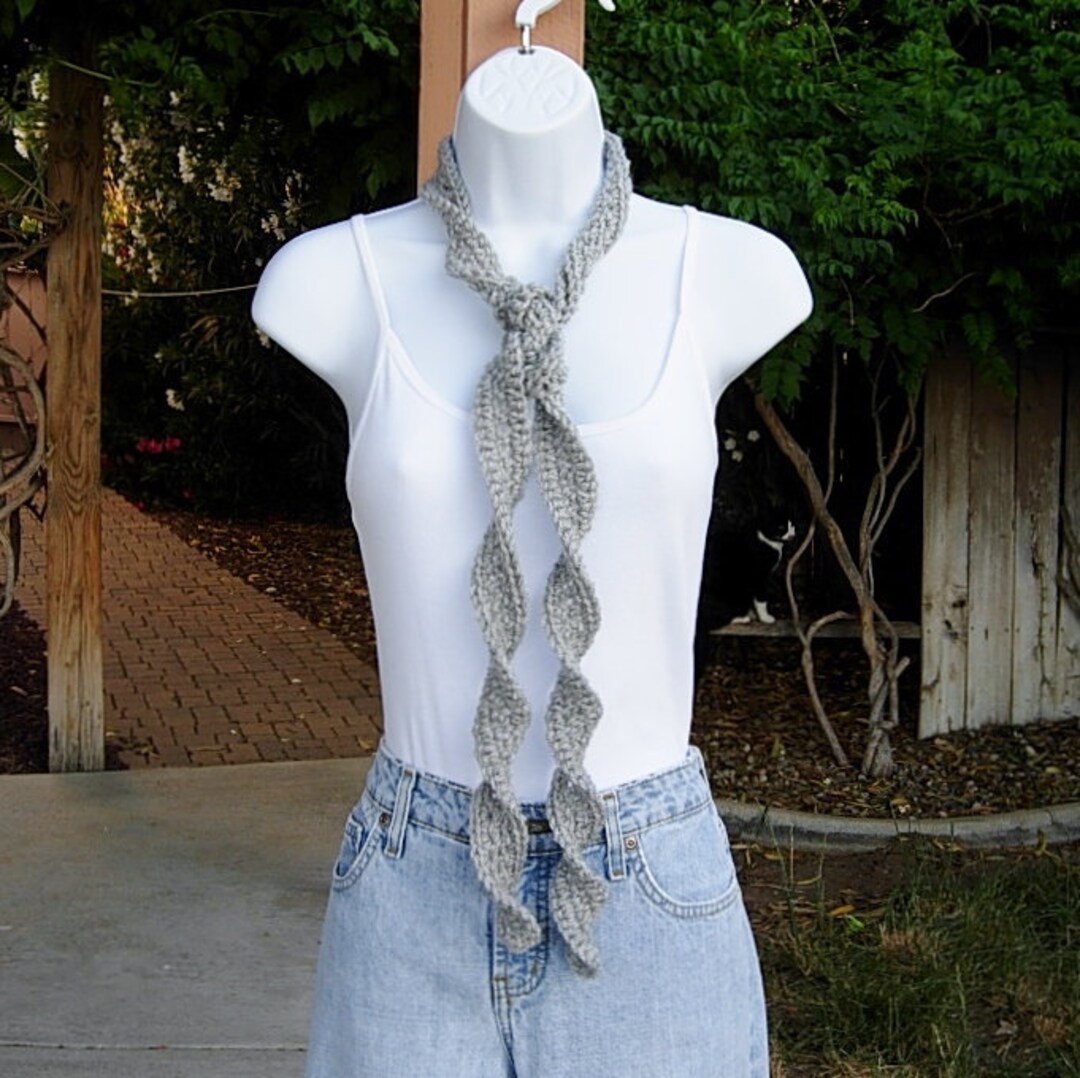 Women's Solid Light Silver Gray Grey Skinny SUMMER SCARF Small Soft ...