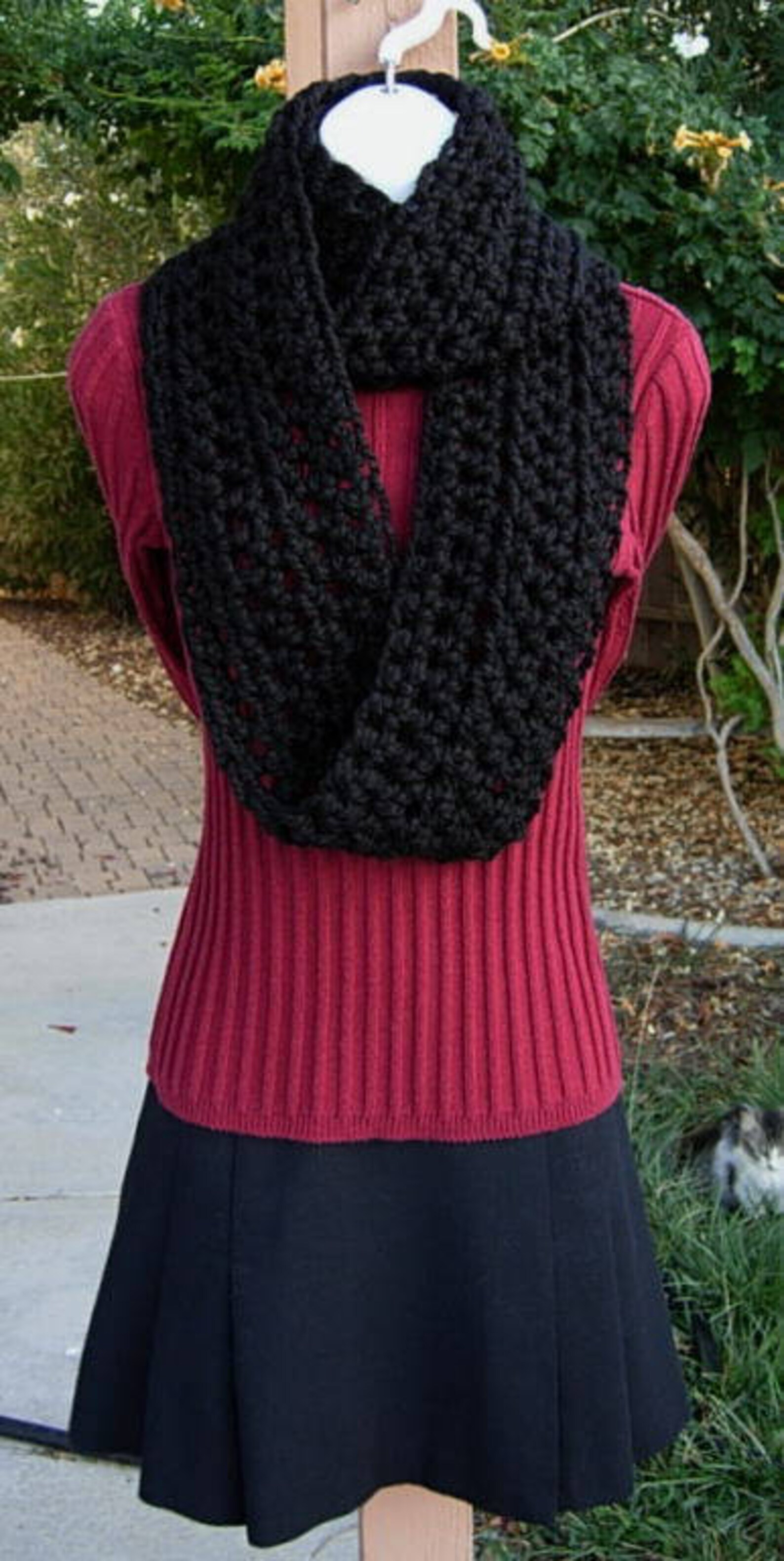 INFINITY SCARF Loop Cowl Solid Black Bulky Soft Wool Blend - Etsy