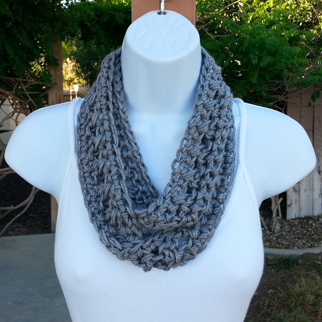 Small Gray SUMMER SCARF Infinity Loop, Women's Solid Grey Cowl, Soft ...