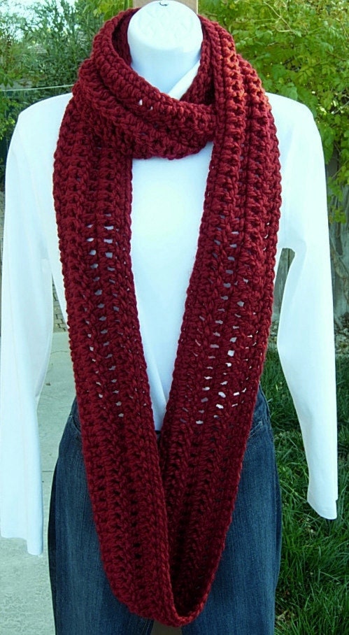COWL SCARF Winter Infinity Loop Dark Solid Red Color Choice | Etsy