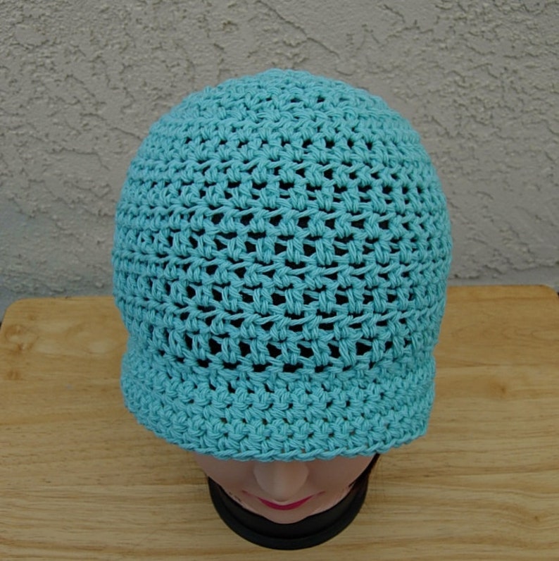 Solid Light Aqua Turquoise Blue Lightweight Cotton Summer Hat, Cloche ...