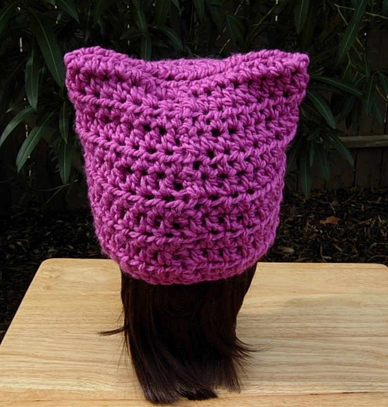 Dark Pink Pussy Cat Hat Fuchsia Pussyhat Soft 100 Acrylic Etsy