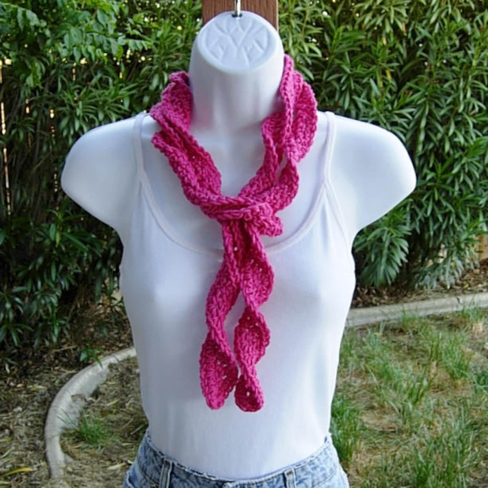 Solid Hot Pink Skinny SUMMER SCARF Small 100% Cotton Dark Pink | Etsy