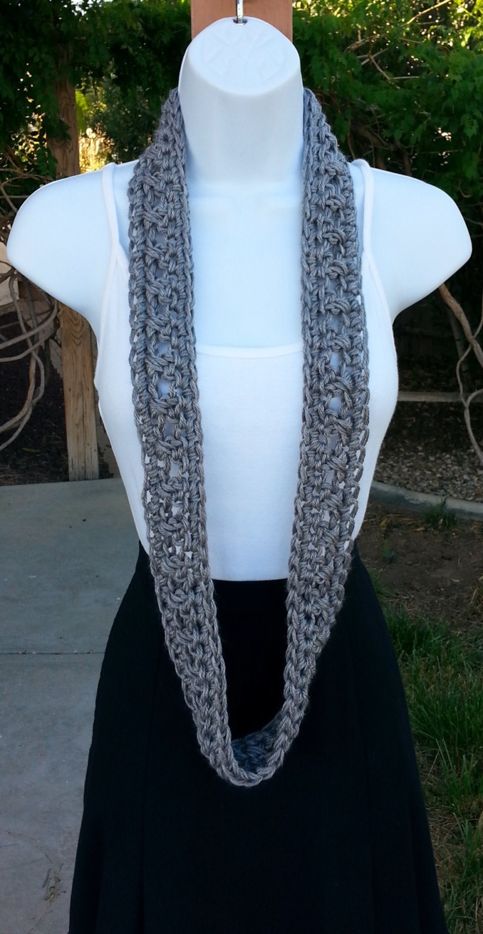 Small Gray SUMMER SCARF Infinity Loop, Women's Solid Grey Cowl, Soft ...