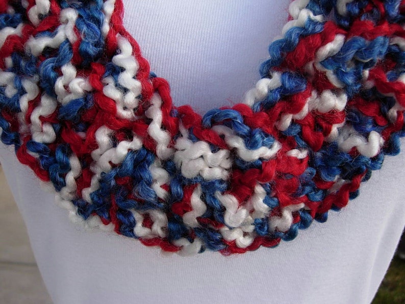 Red White and Blue SUMMER SCARF Infinity Loop Patriotic | Etsy