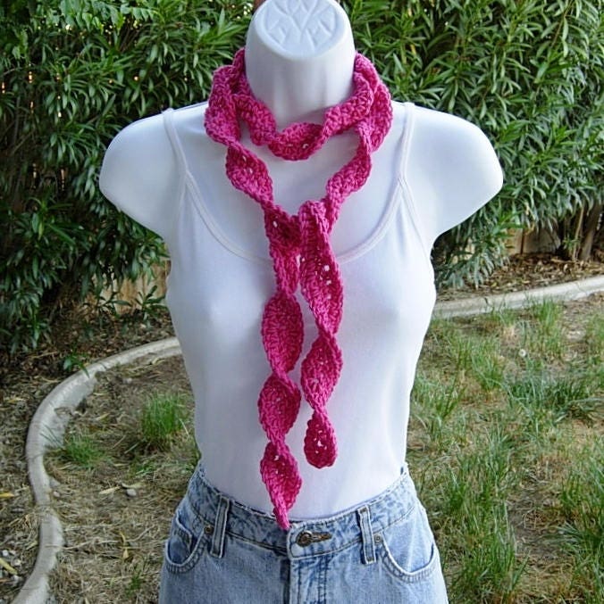 Solid Hot Pink Skinny SUMMER SCARF Small 100% Cotton Spiral | Etsy