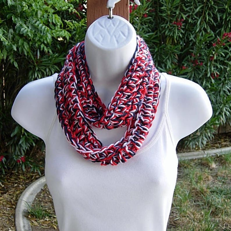 Red White and Blue SUMMER SCARF 4th of July Small Infinity Loop Soft ...
