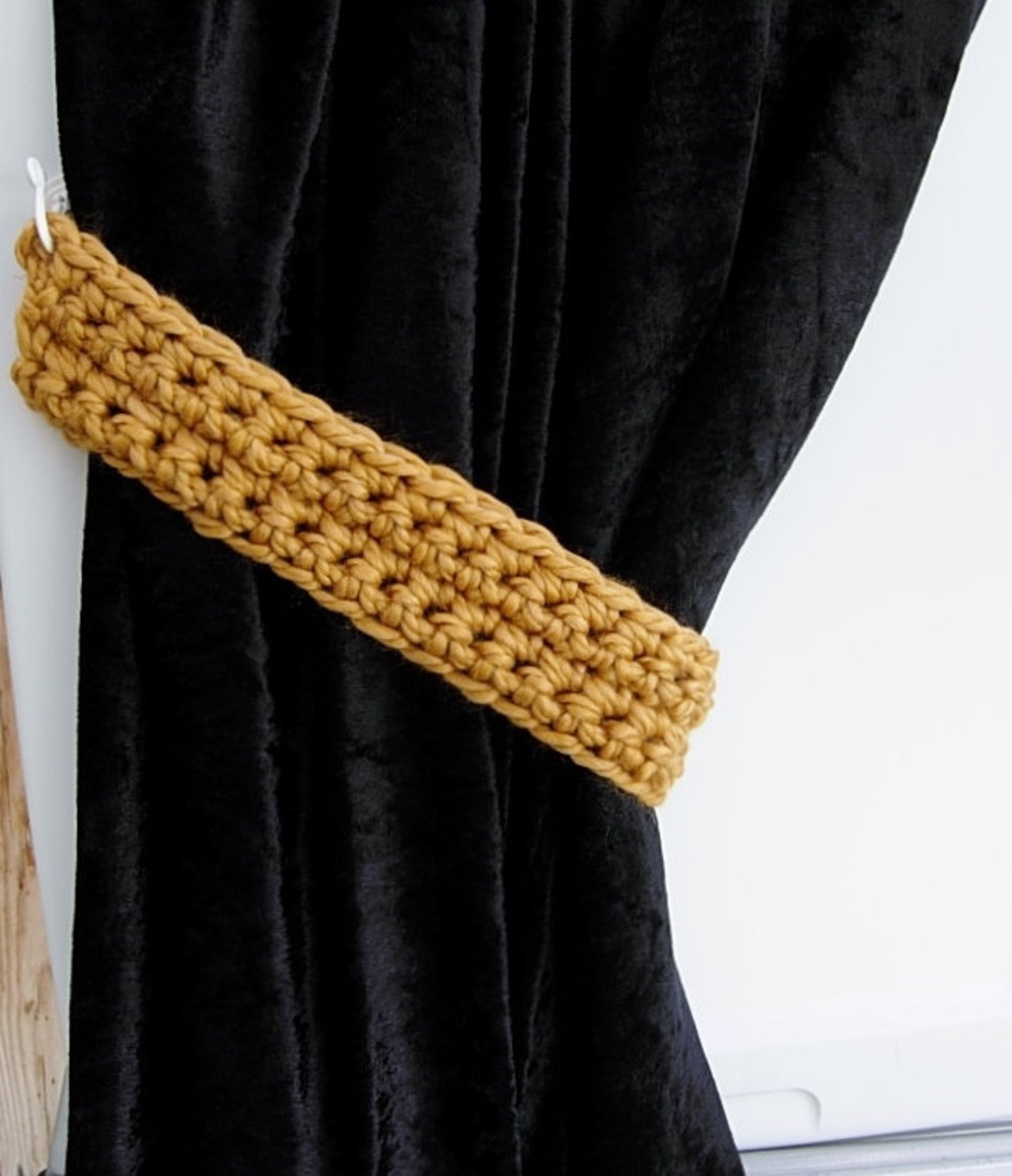 Gold Curtain Tie Backs, Solid Dark Yellow, One Pair of Tiebacks for ...