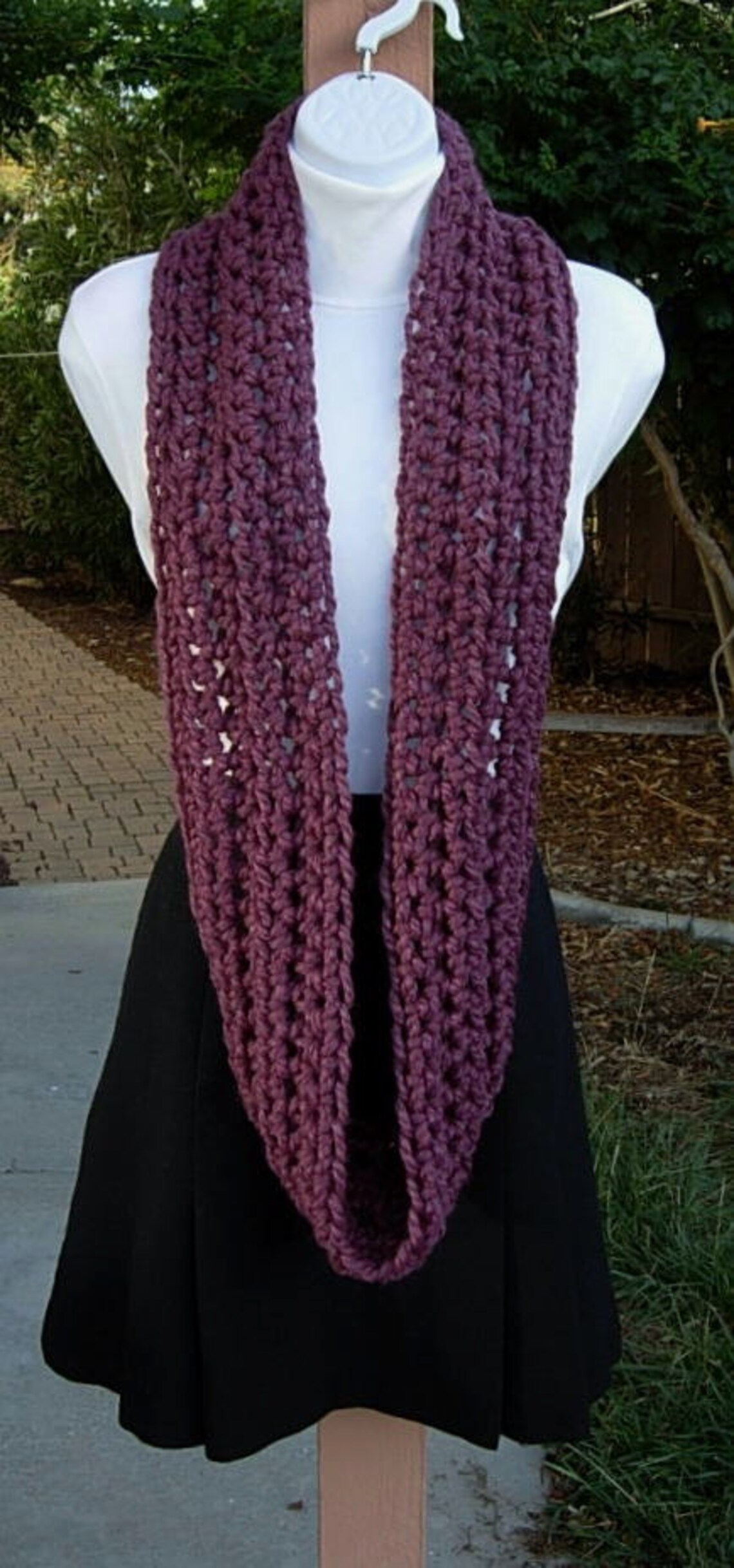 Purple Infinity Scarf Loop Cowl Solid Plum Bulky Soft Wool | Etsy