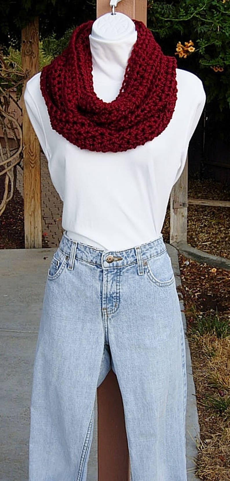 Solid Dark Red INFINITY SCARF Women's Extra Soft Acrylic | Etsy