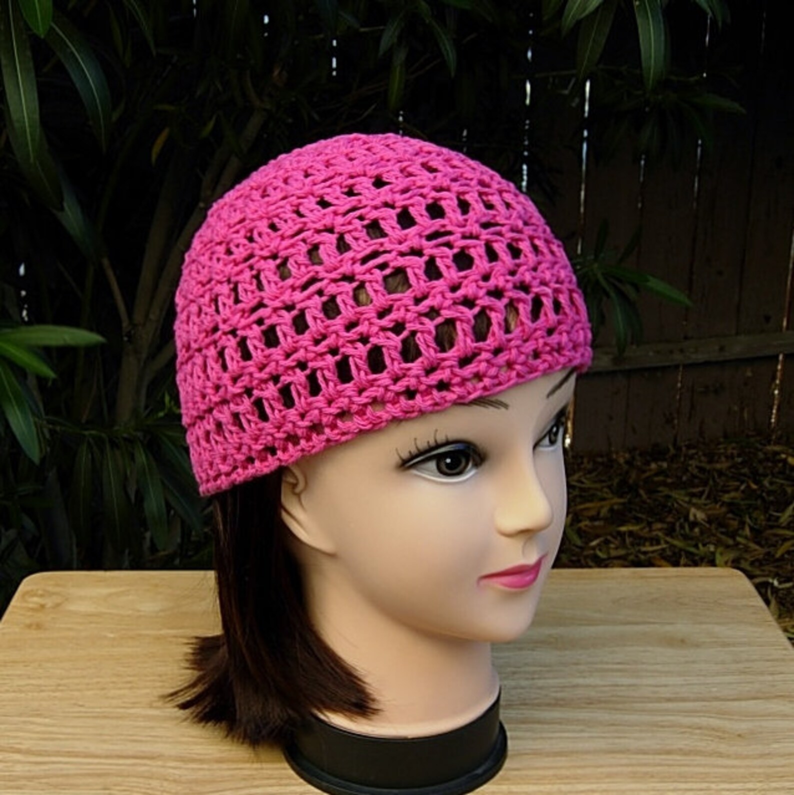 Solid Hot Pink Summer Beanie 100% Cotton Lacy Skull Cap - Etsy Denmark