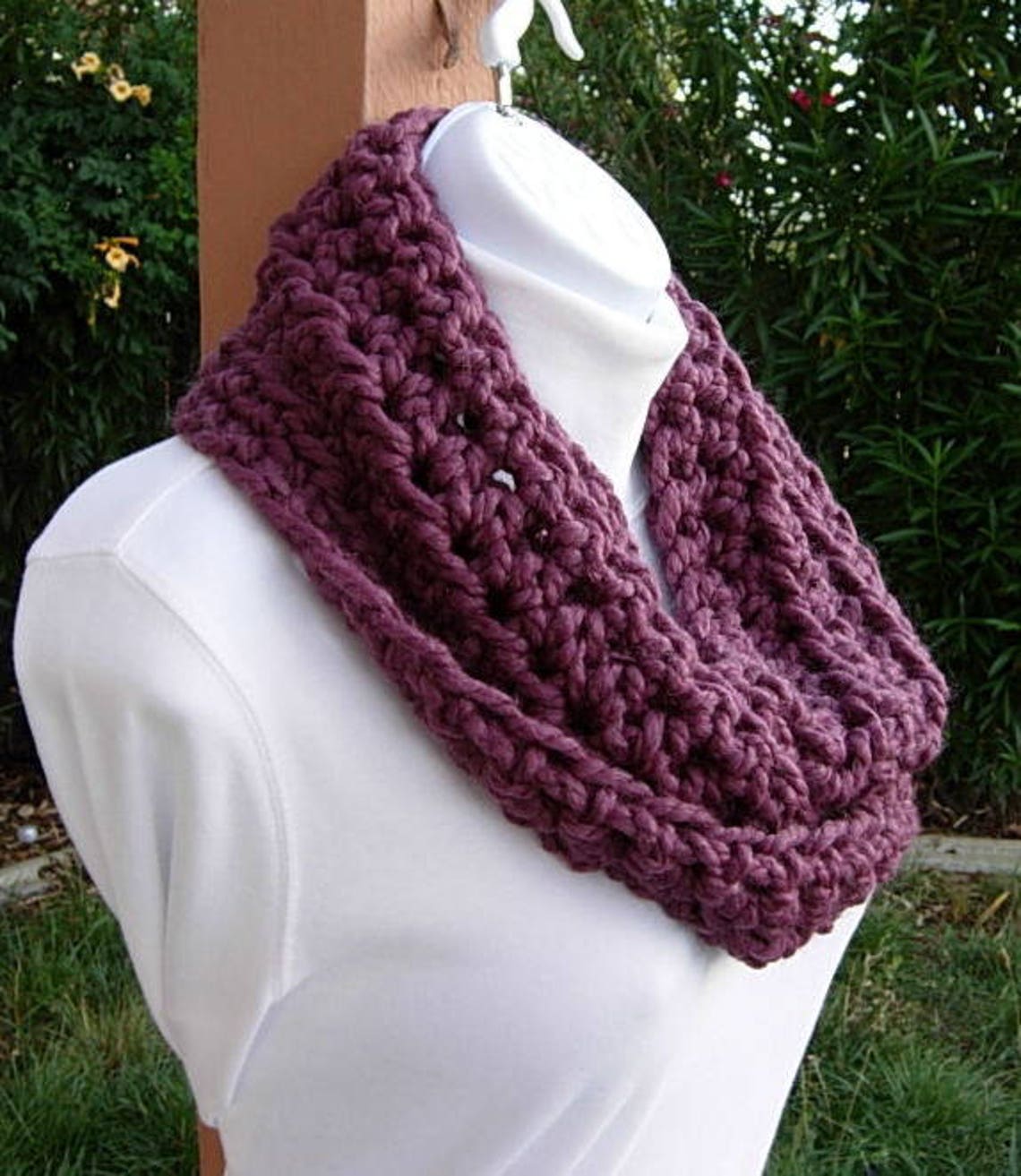 Purple Infinity Scarf Loop Cowl Solid Plum Bulky Soft Wool | Etsy