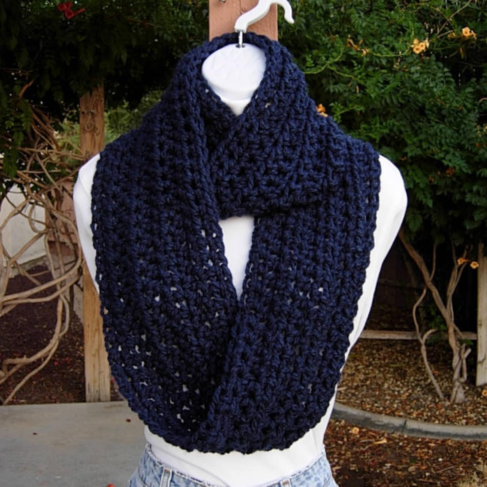 Solid Dark Navy Blue INFINITY SCARF Women's Extra Soft Loop Cowl ...