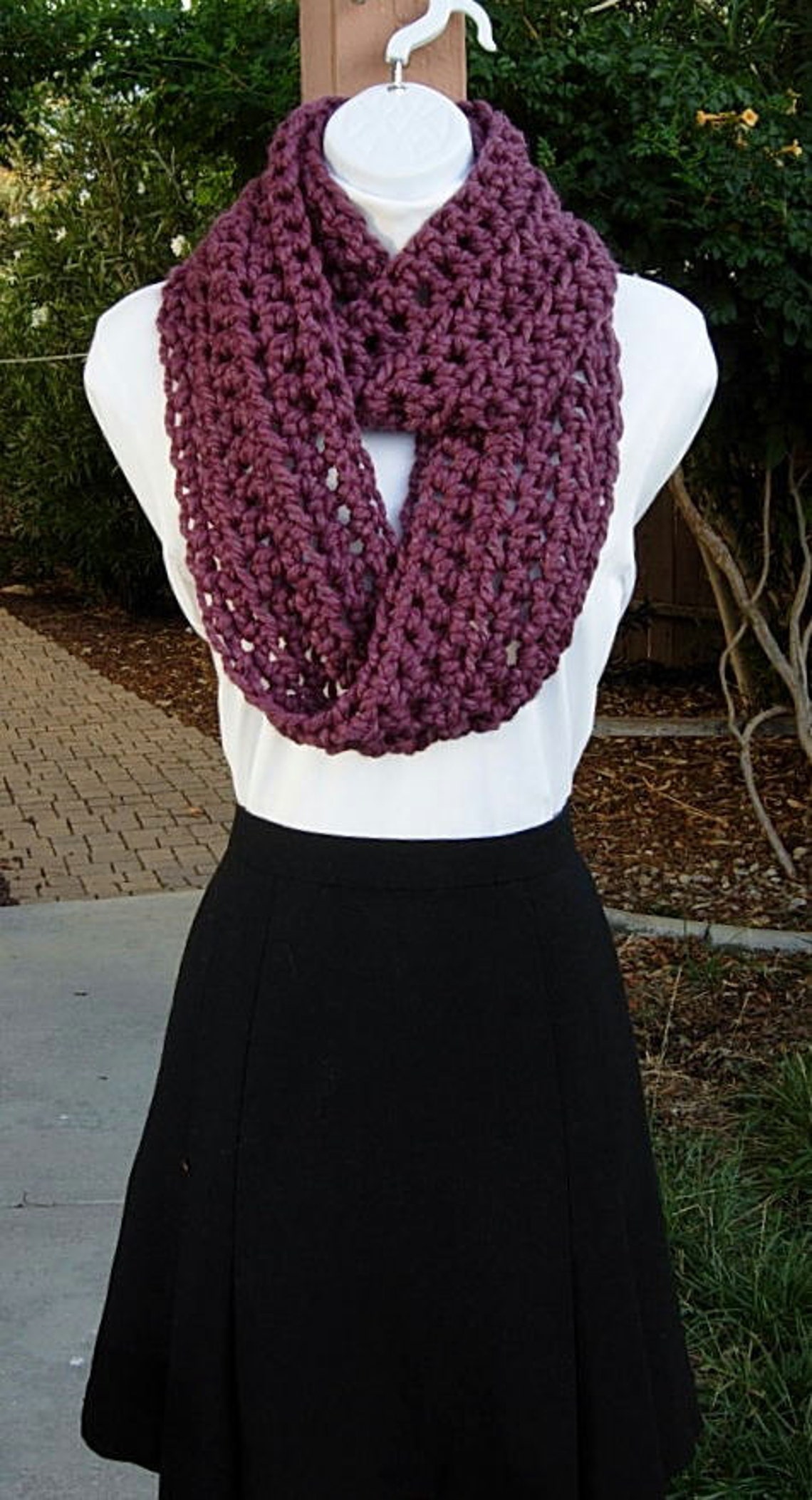 Purple Infinity Scarf Loop Cowl Solid Plum Bulky Soft Wool | Etsy