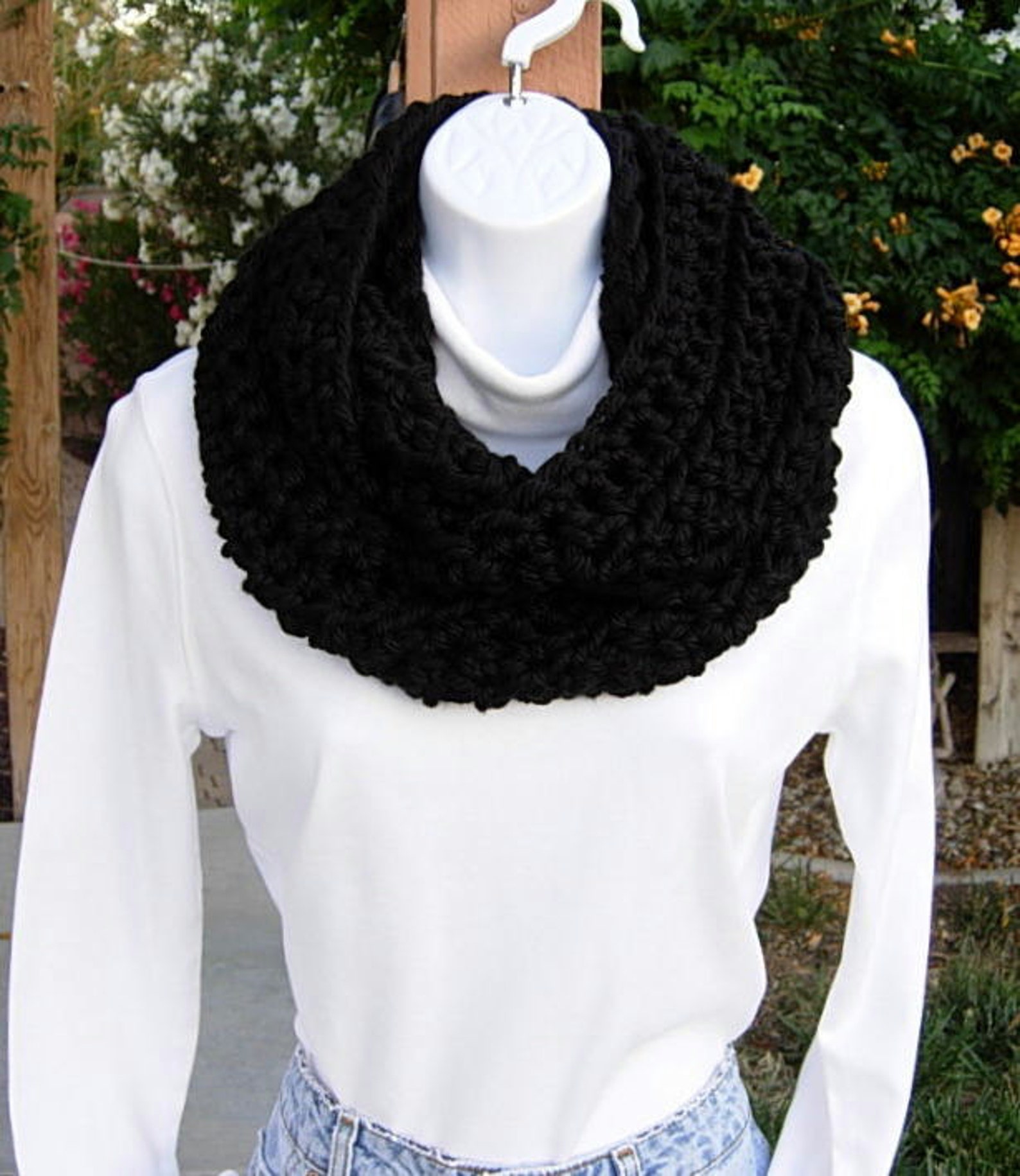 INFINITY SCARF Loop Cowl Solid Black 100% Extra Soft Bulky - Etsy