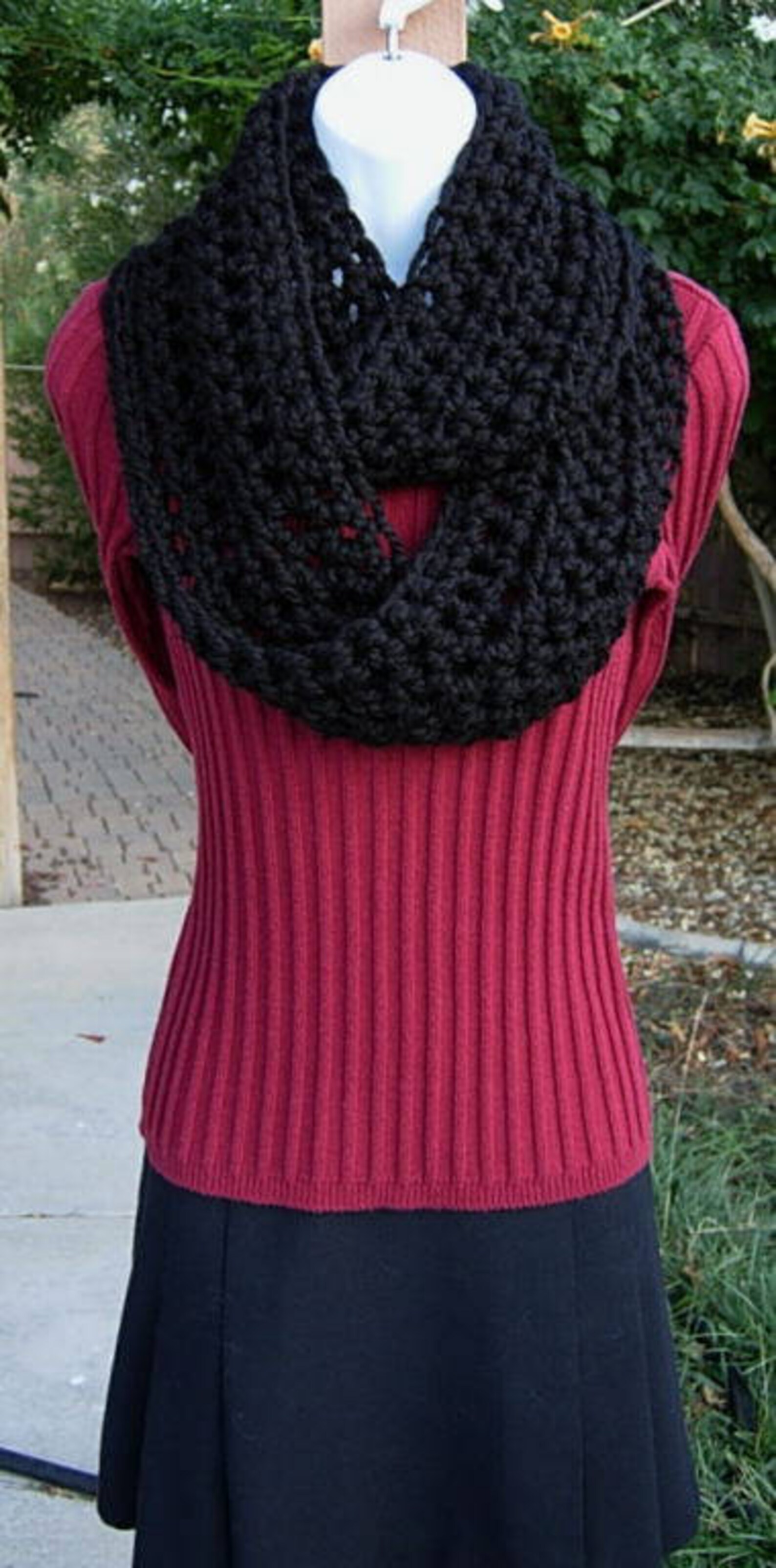 INFINITY SCARF Loop Cowl Solid Black Bulky Soft Wool Blend - Etsy