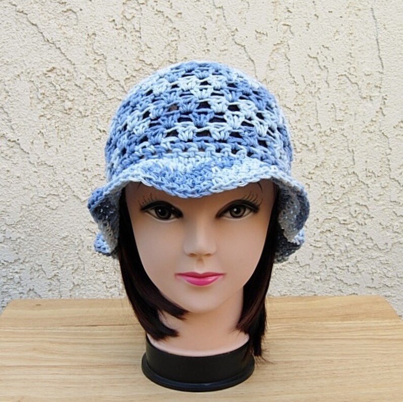 Light & Medium Denim Blue Summer Beach Sun Hat, 100% Cotton Women's ...