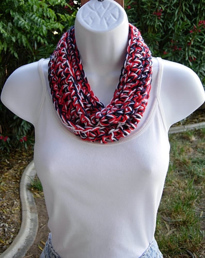 Red White and Blue SUMMER SCARF 4th of July Small Infinity Loop Soft ...