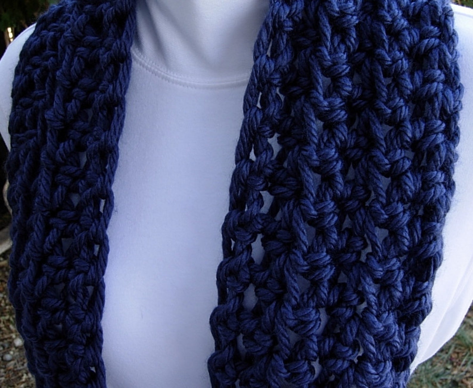 Dark Solid Navy Blue INFINITY SCARF Loop Cowl Soft Bulky | Etsy
