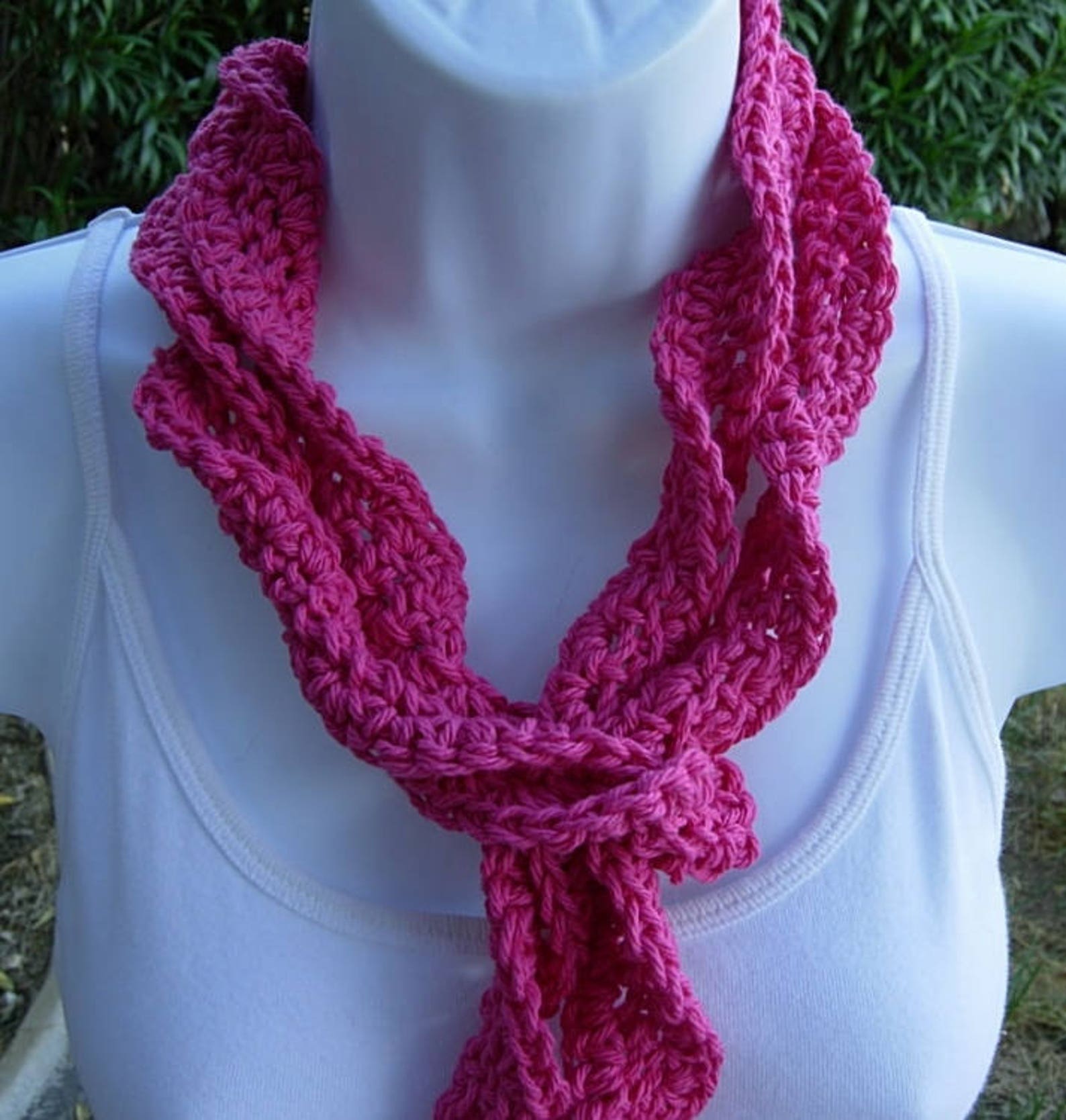 Solid Hot Pink Skinny SUMMER SCARF Small 100% Cotton Dark Pink | Etsy