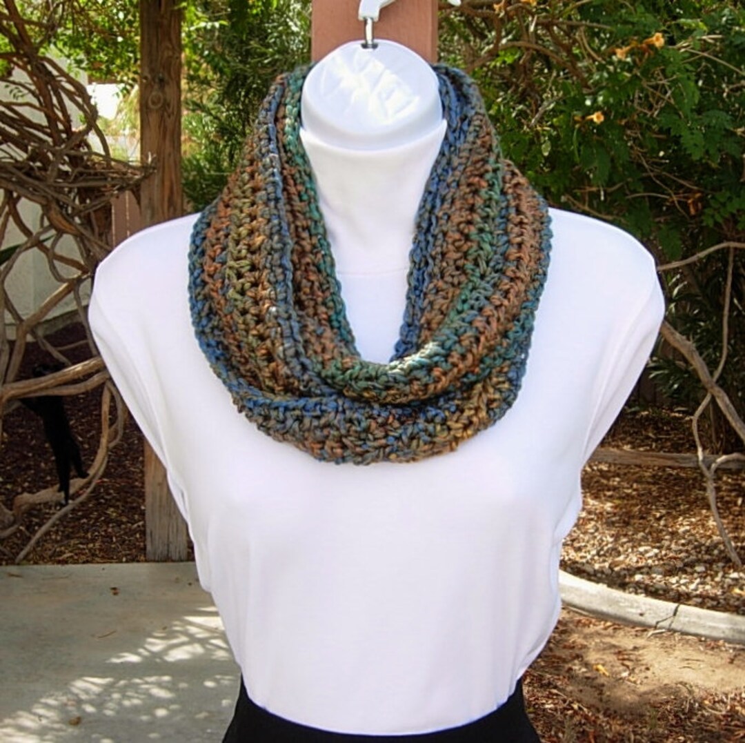 Women's Skinny INFINITY LOOP SCARF Small Rust Blue Mustard Teal Green ...