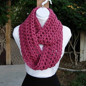 INFINITY LOOP SCARF Raspberry Dark Solid Pink Wool Blend - Etsy