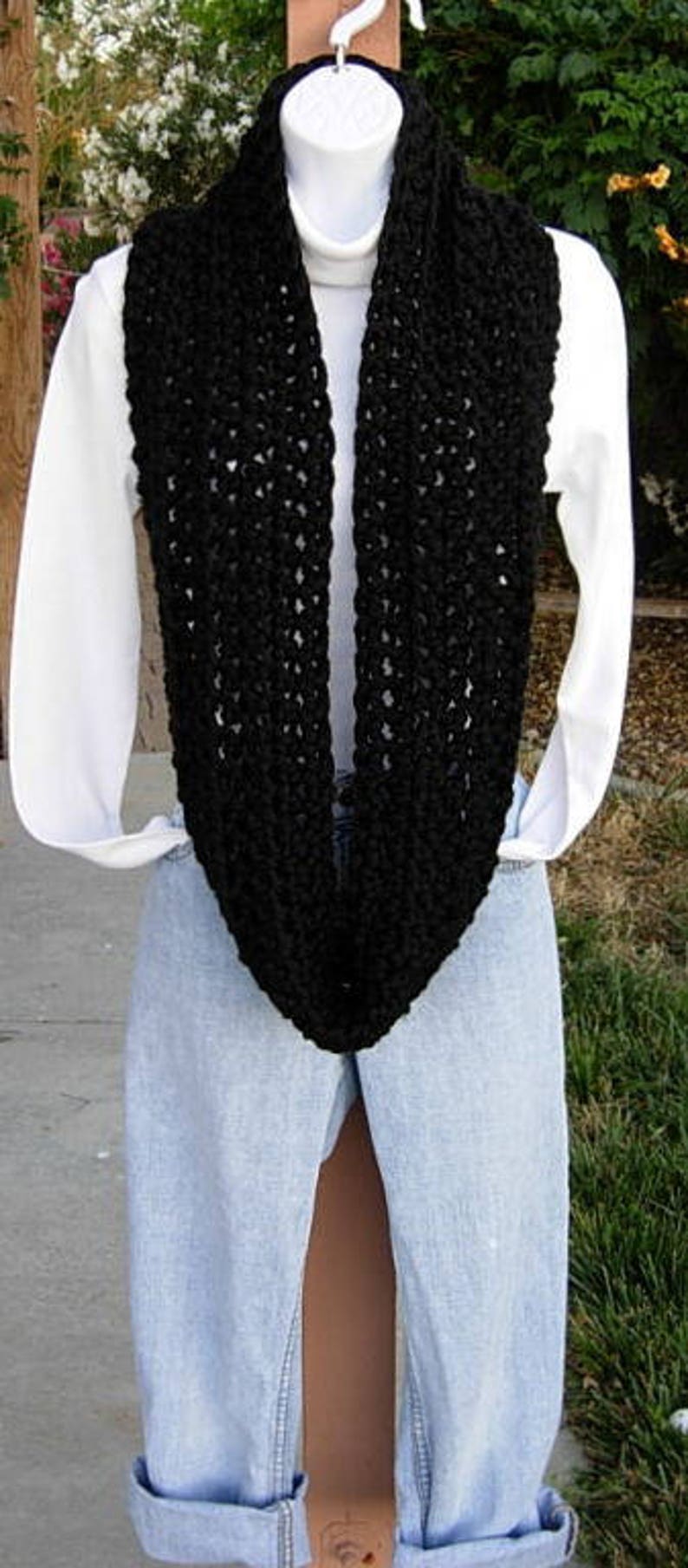 INFINITY SCARF Loop Cowl Solid Black 100% Extra Soft Bulky - Etsy