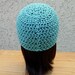 Light Turqoise Aqua Blue Summer Beanie, 100% Cotton Lace Skullcap ...