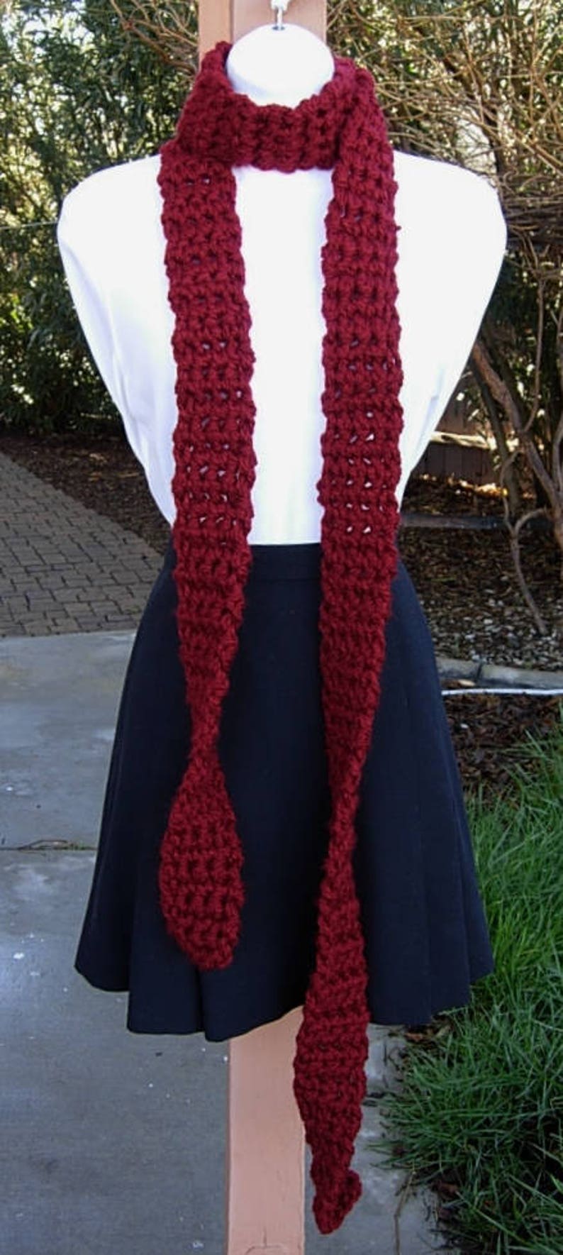 Extra Long & Skinny Scarf, Dark Solid Red, More Color Options, Soft ...