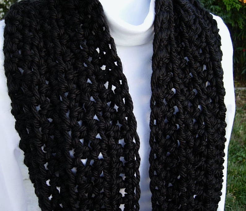 INFINITY SCARF Loop Cowl Solid Black 100% Extra Soft Bulky - Etsy