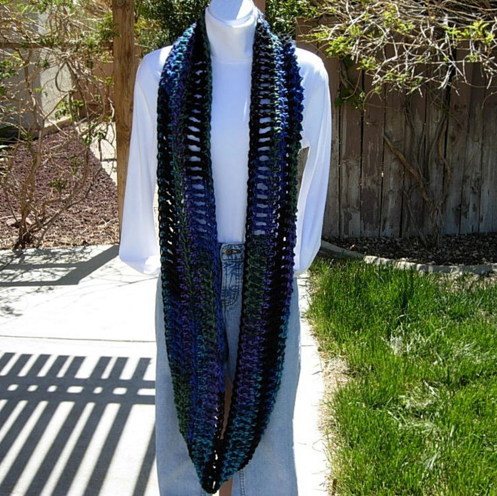 INFINITY SCARF Loop Cowl Black Turquoise Dark Blue Green | Etsy