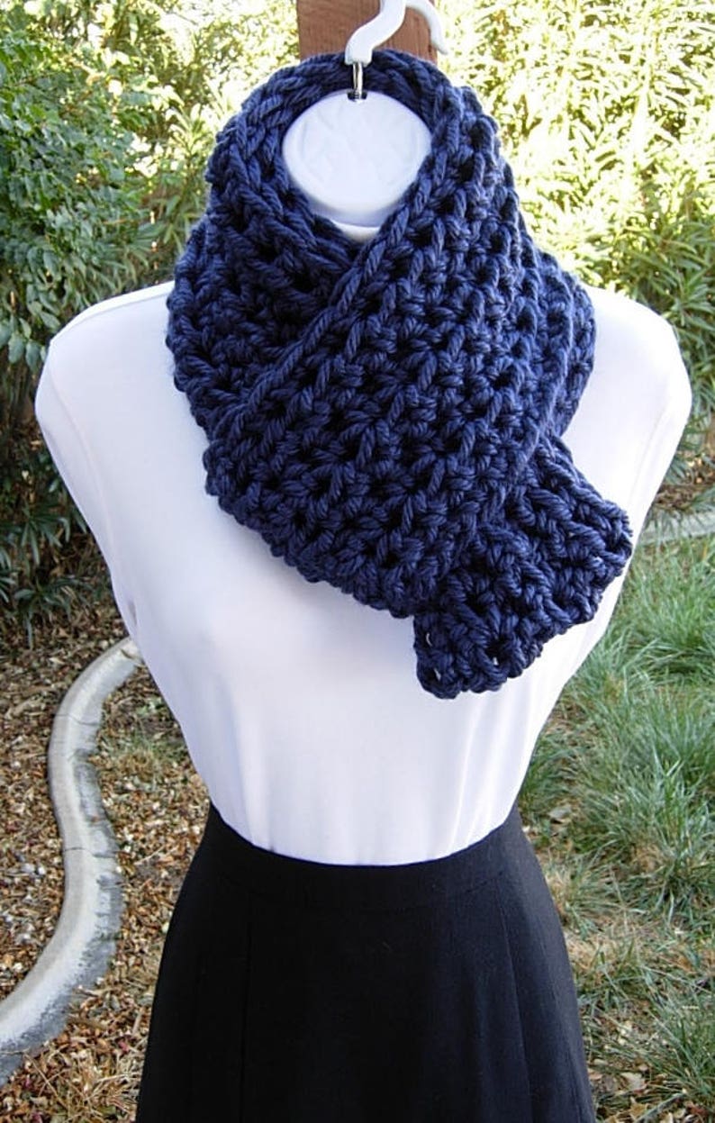 Dark Solid Navy Blue INFINITY SCARF Loop Cowl, Soft Bulky Chunky ...