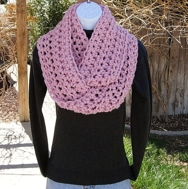 Light Solid Pink Infinity Scarf Handmade Cowl Loop Bulky - Etsy