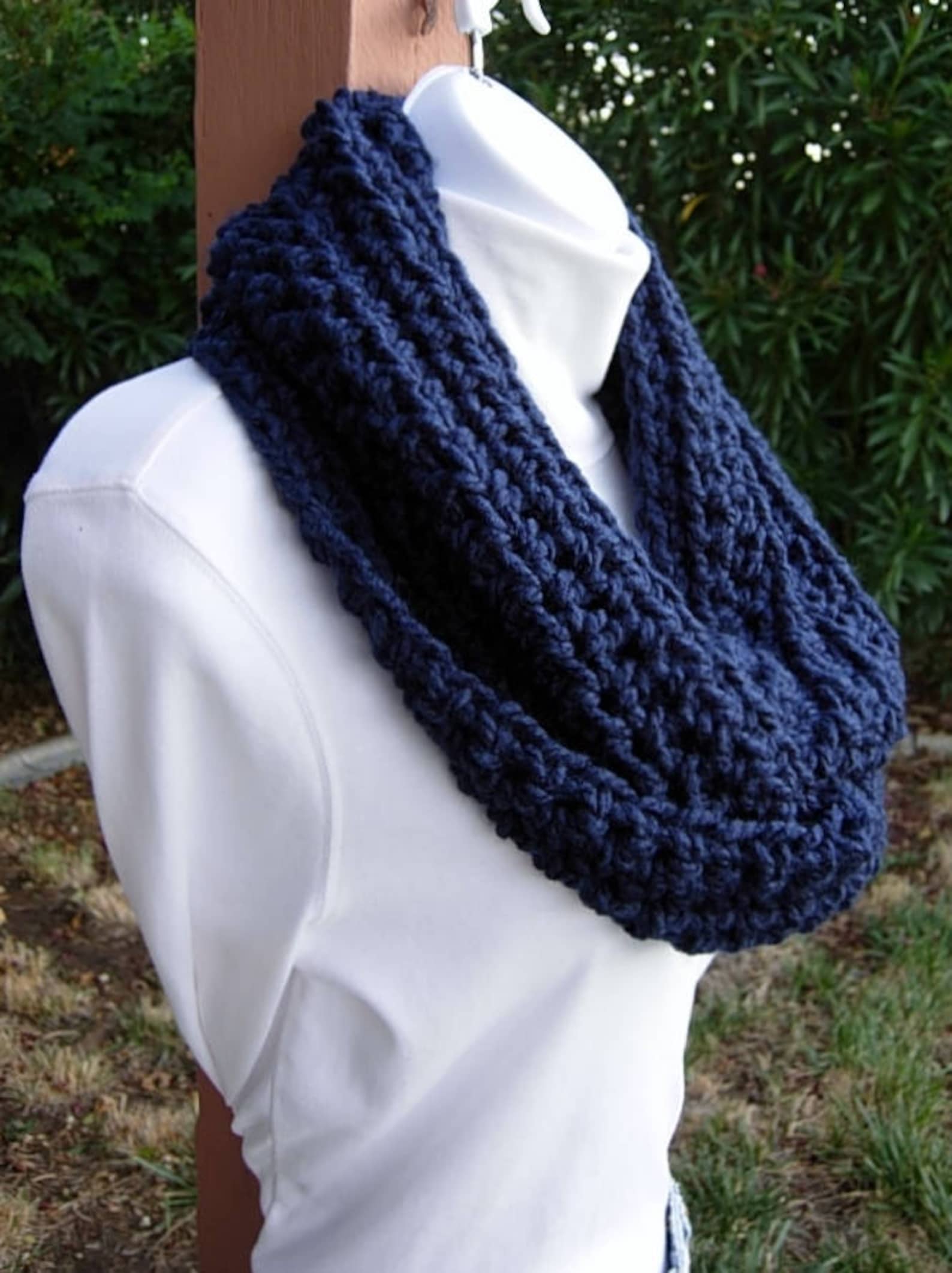 Solid Dark Navy Blue INFINITY SCARF Women's Extra Soft Loop Cowl ...
